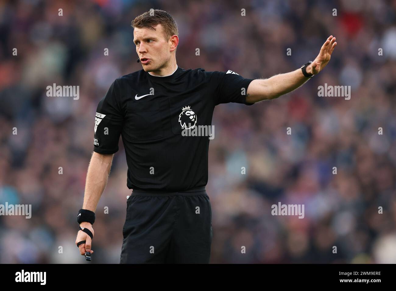 Birmingham, UK. 24th Feb, 2024. Referee Sam Barrott during the Premier ...