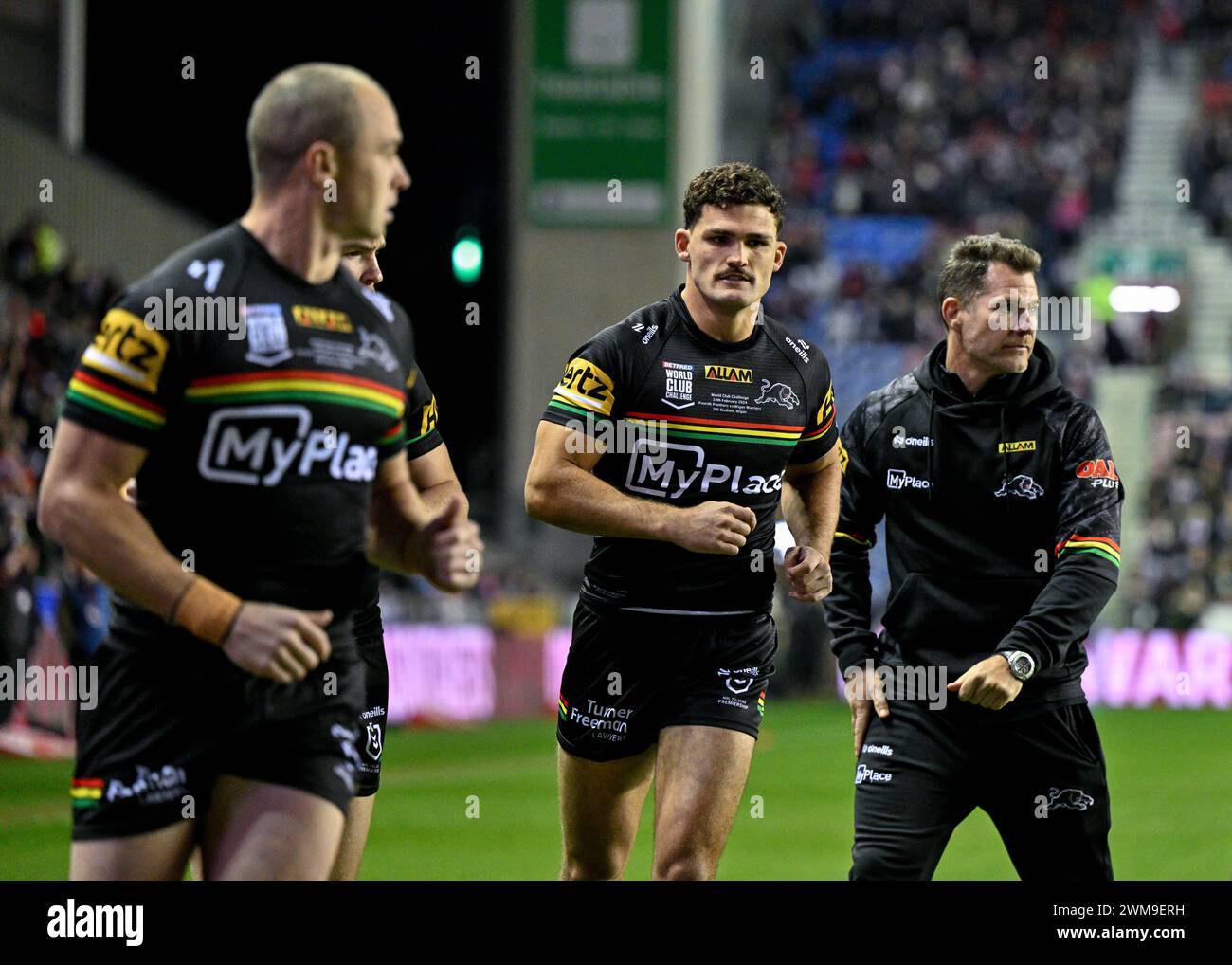 Nathan Cleary of Penrith Panthers warms up ahead of the match, during ...