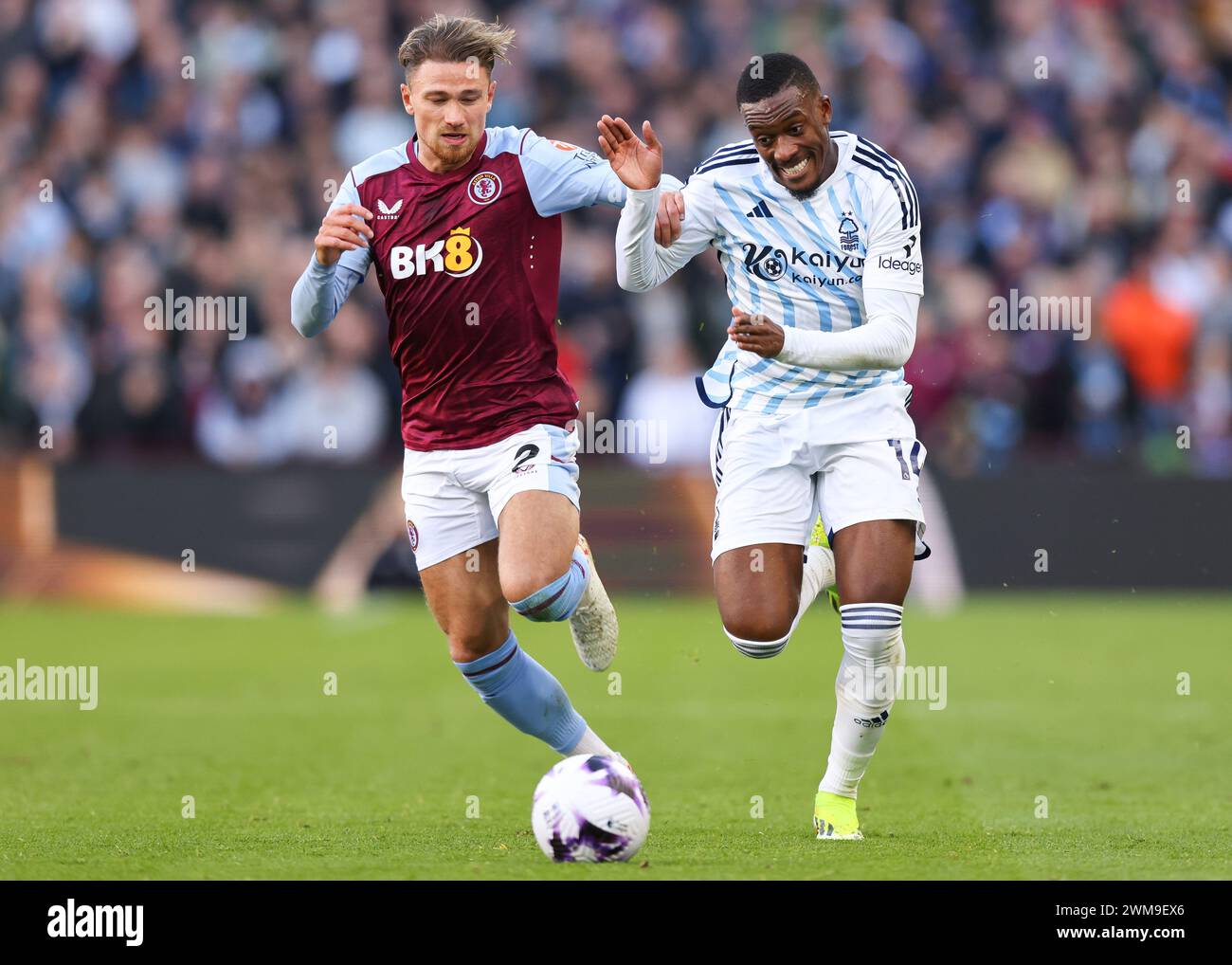 Birmingham, UK. 24th Feb, 2024. Matty Cash of Aston Villa and Callum ...