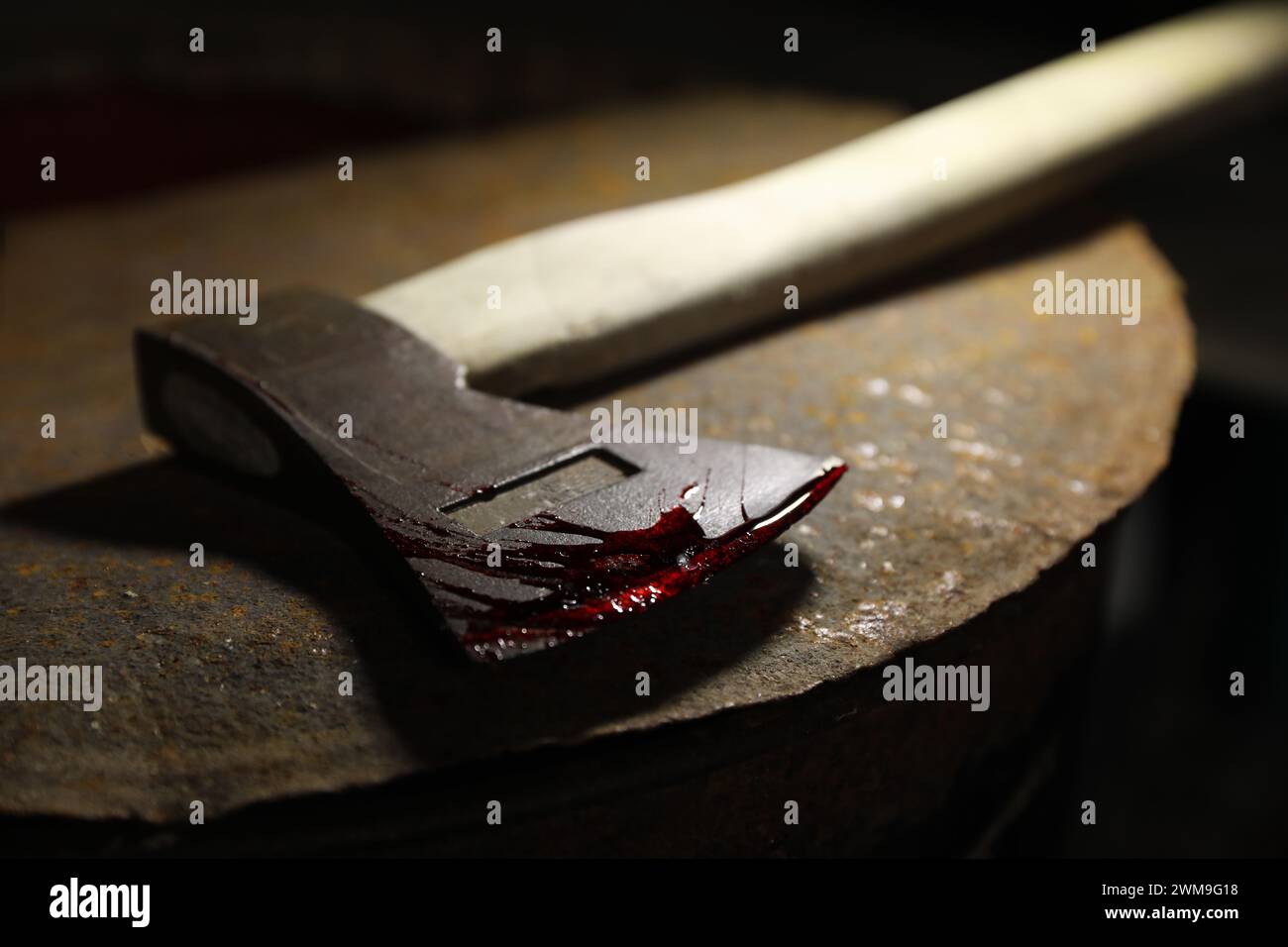 Axe blood on rusty hi-res stock photography and images - Alamy