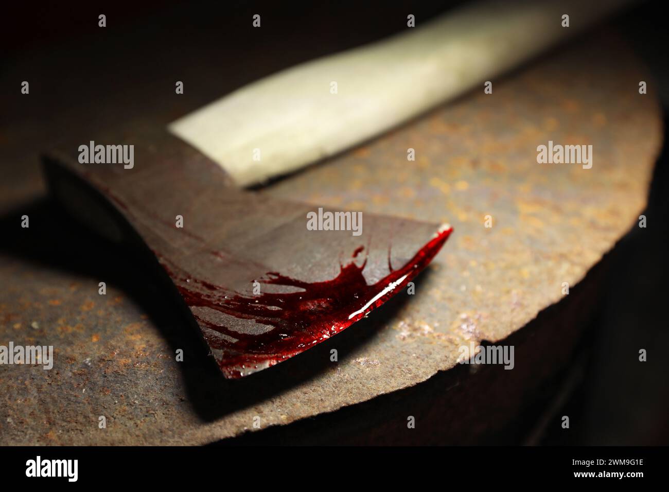 Axe blood on rusty hi-res stock photography and images - Alamy