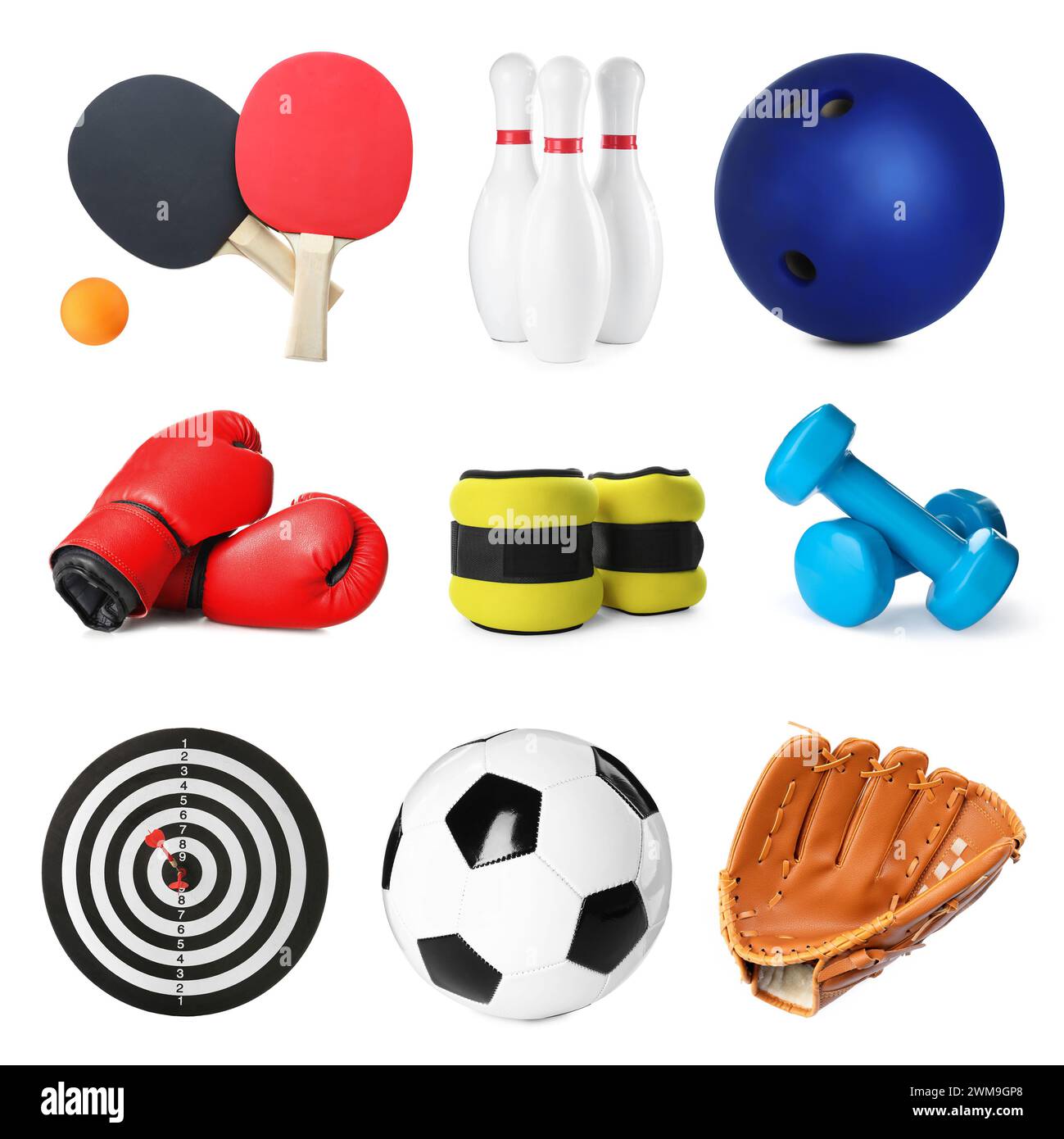 Balls and other sports equipment isolated on white, set Stock Photo - Alamy
