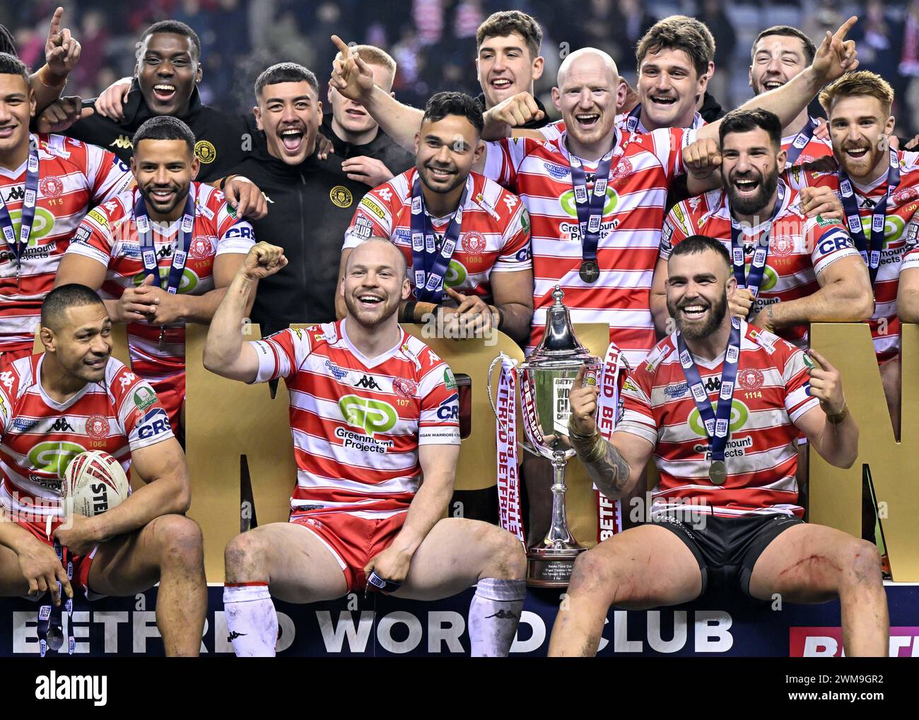 Wigan Warriors celebrates their World Club Challenge victory, during ...