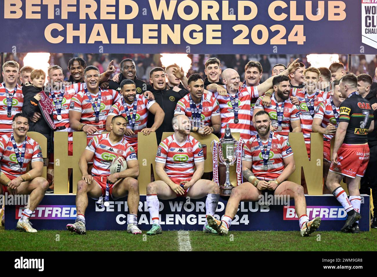 Wigan Warriors celebrates their World Club Challenge victory, during ...