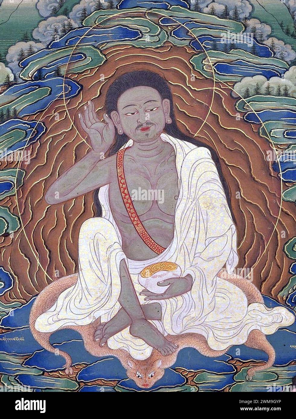Bhutanese painted thanka of Milarepa (1052-1135), Late 19th-early 20th ...