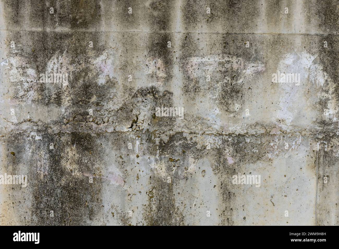 A concrete wall with moisture stains. Background of cement and concrete ...
