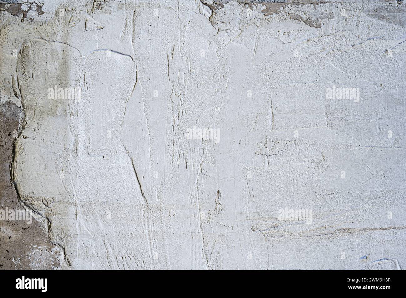 A gray cement wall with layers of carelessly laid render. Vector cement ...