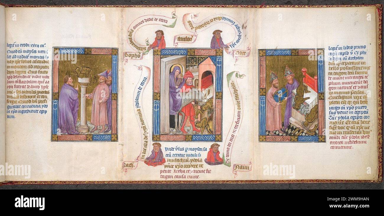 Biblia Pauperum - King's 5 - Folio 5 - The Fall of Idols Stock Photo ...