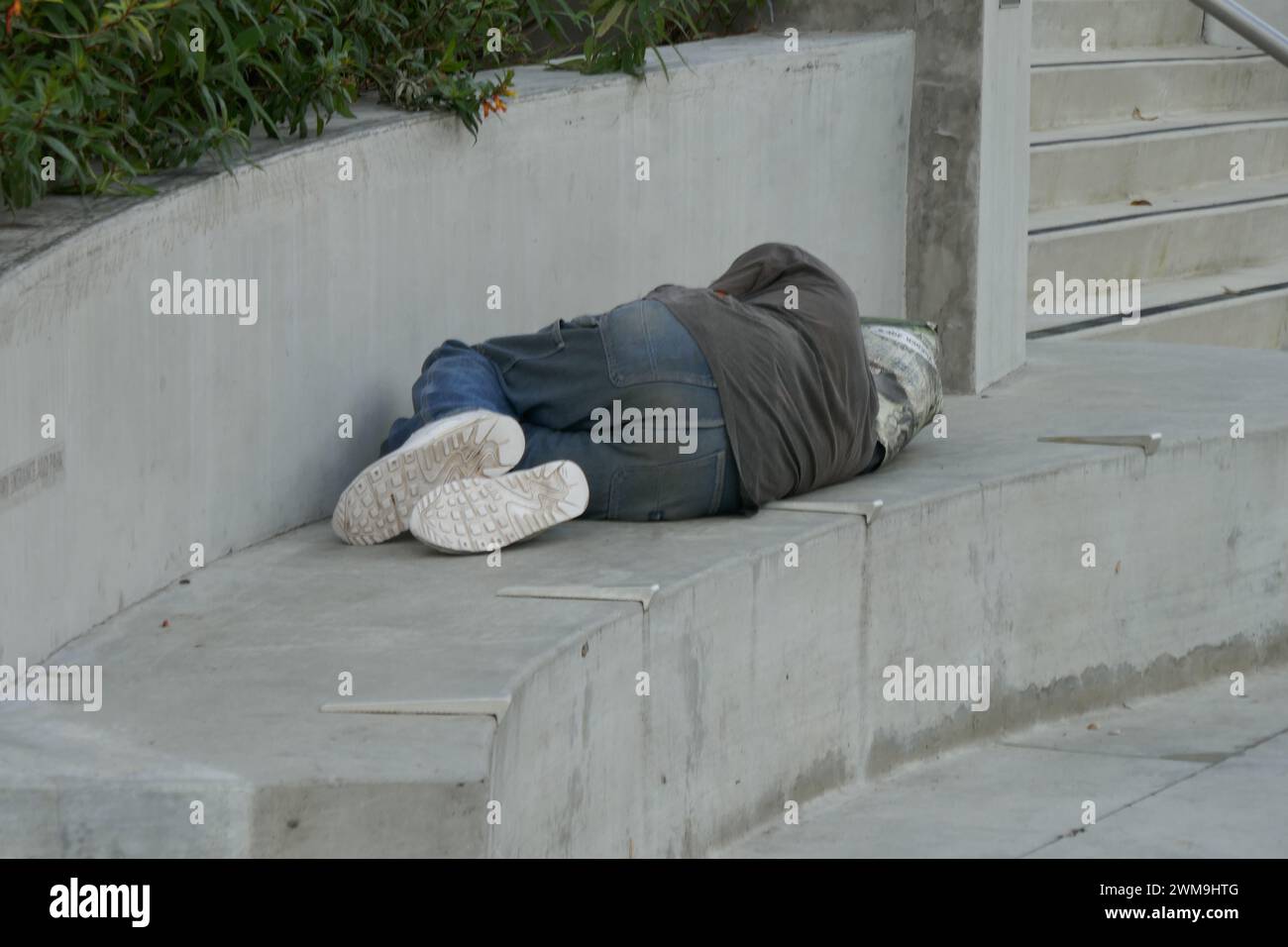 Los Angeles, California, USA 23rd February 2024 Homeless man on street ...