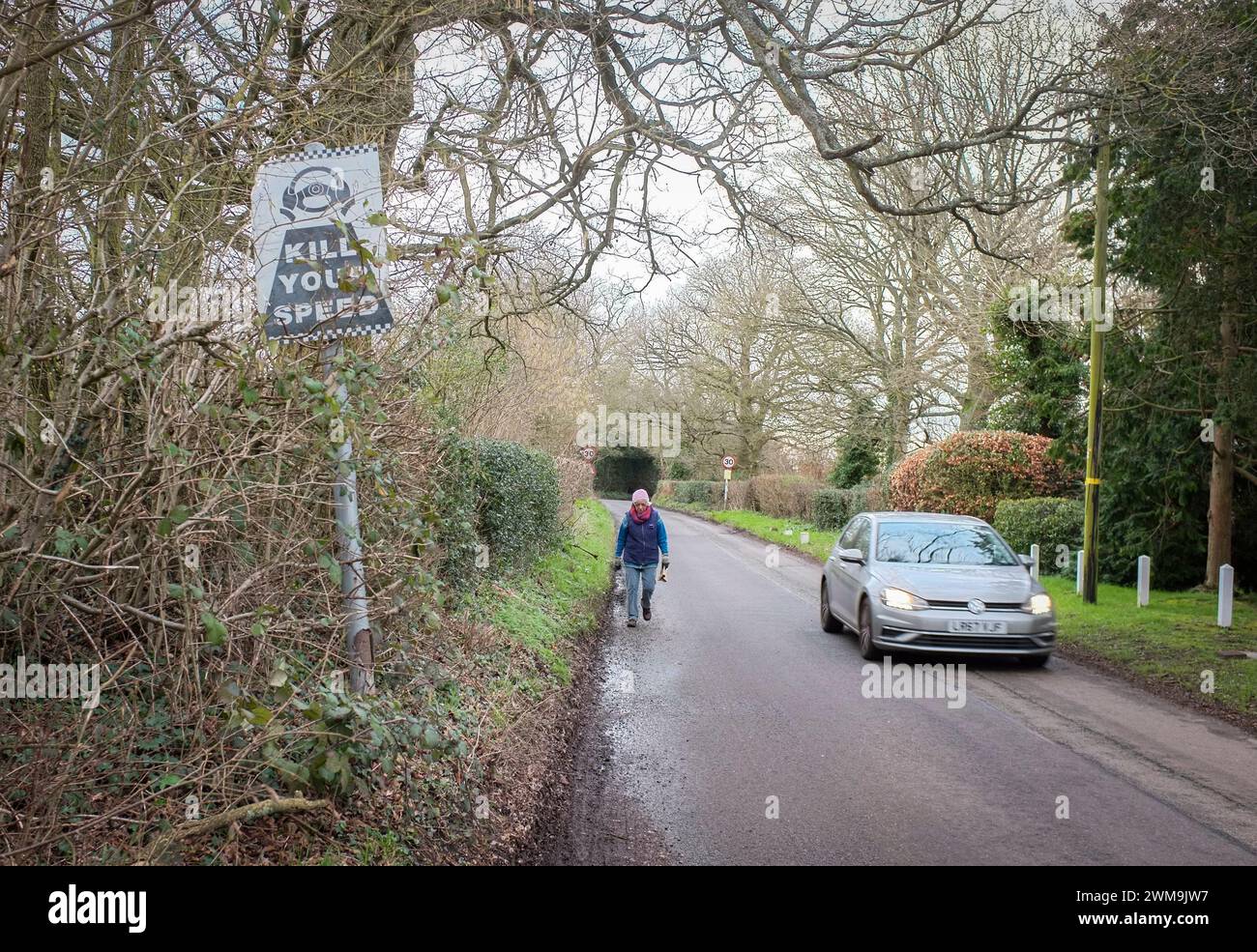 KILL YOUR SPEED sign on Church lane, Sarratt, Hertfordshire, England ...