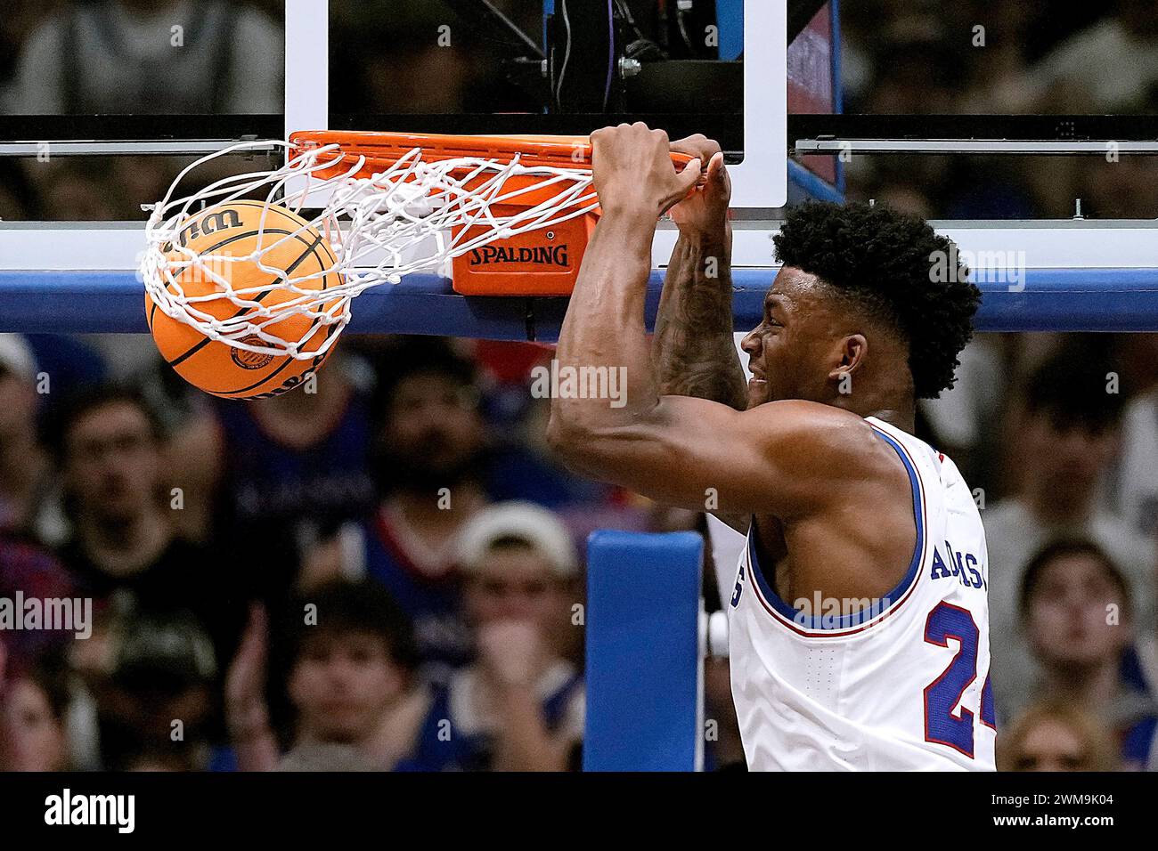 Kansas forward K.J. Adams Jr. dunks the ball during the second half of ...
