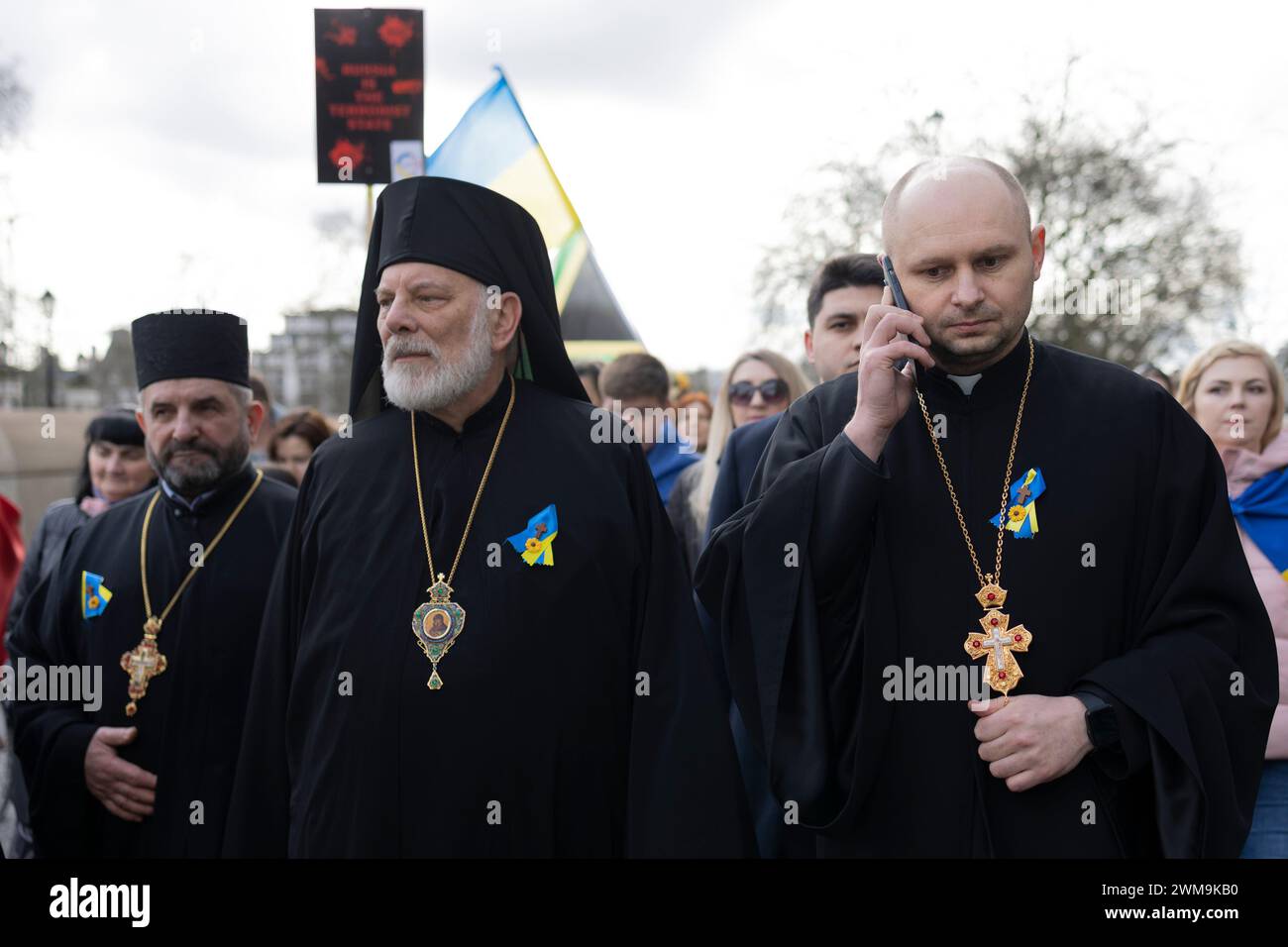London, UK. 24th Feb, 2024. Priests from Orthodox Churches in London ...
