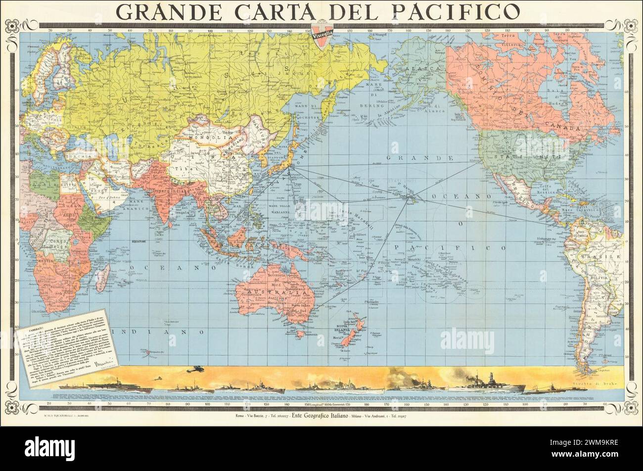 Big map of the Pacific, 1941 Stock Photo - Alamy