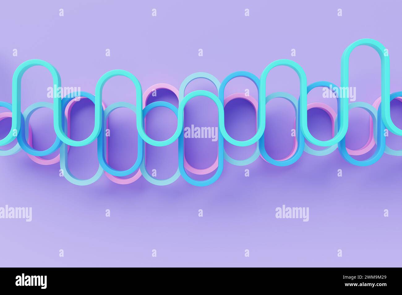 3d illustration of design colorful abstract wave on a purple background ...
