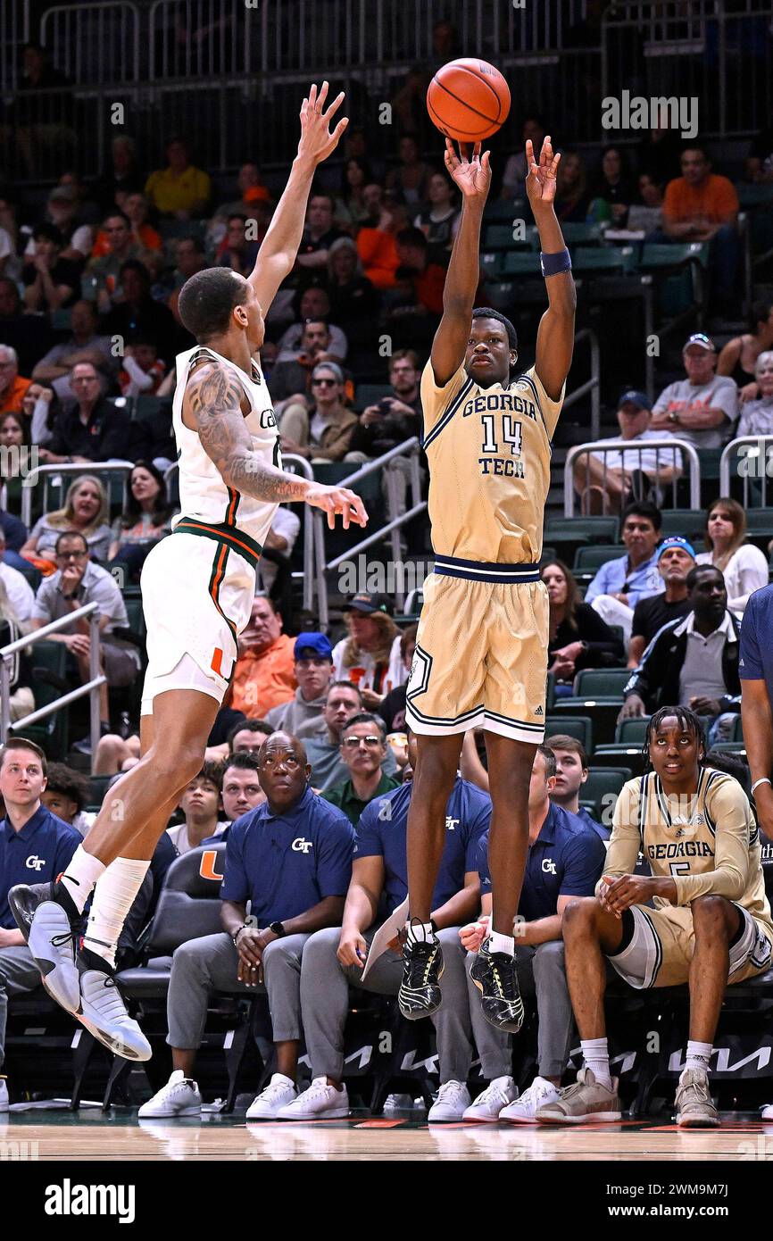 CORAL GABLES, FL - FEBRUARY 24: Georgia Tech guard Kowacie Reeves, Jr ...