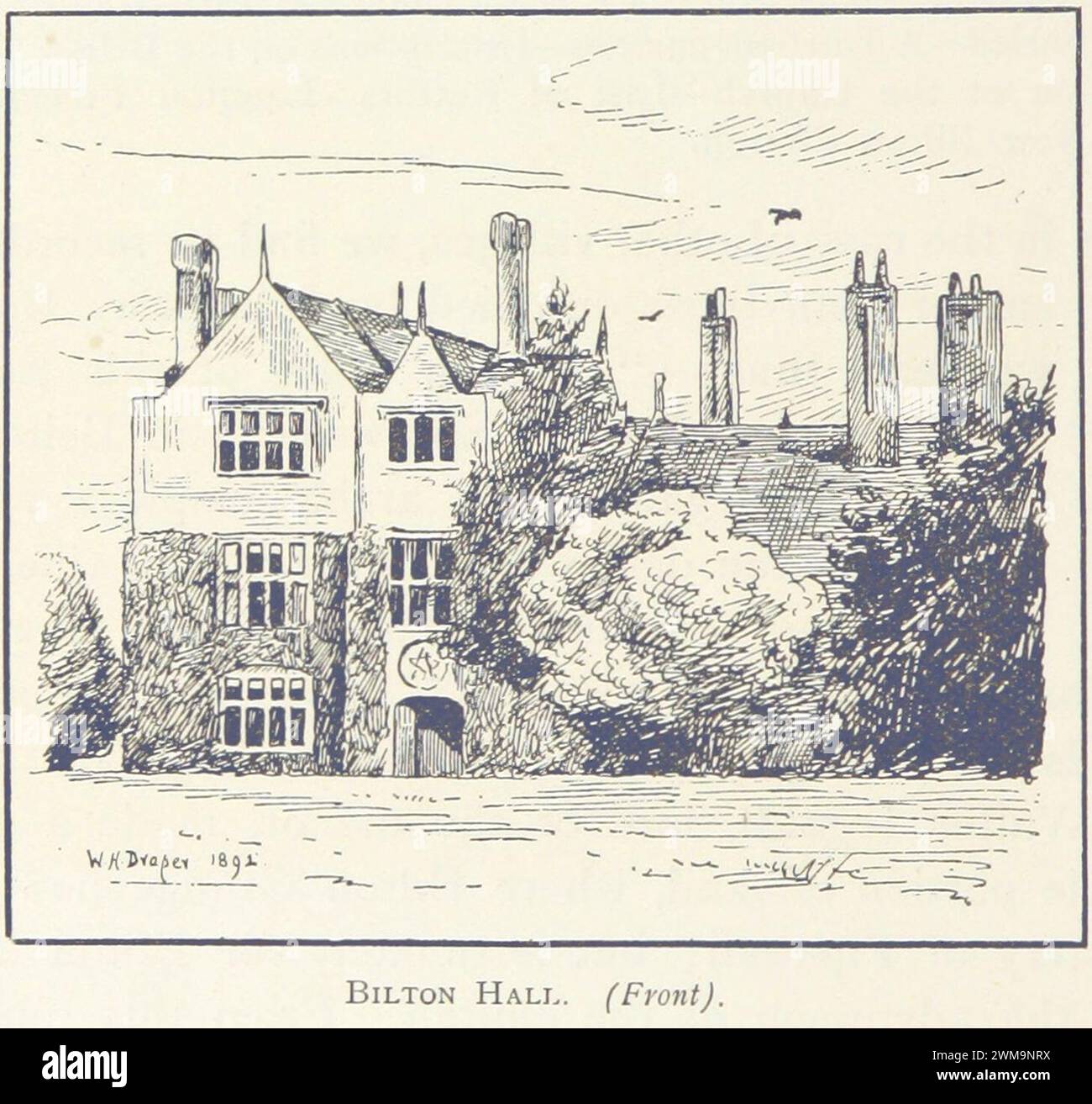 Bilton Hall front (1892 drawing Stock Photo - Alamy