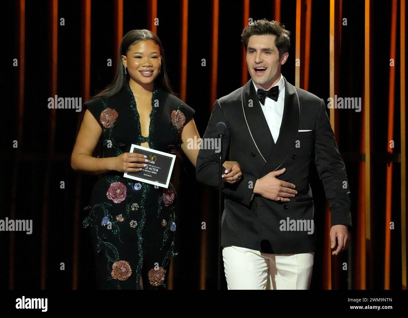 Storm Reid, left, and Phil Dunster present the award for outstanding ...