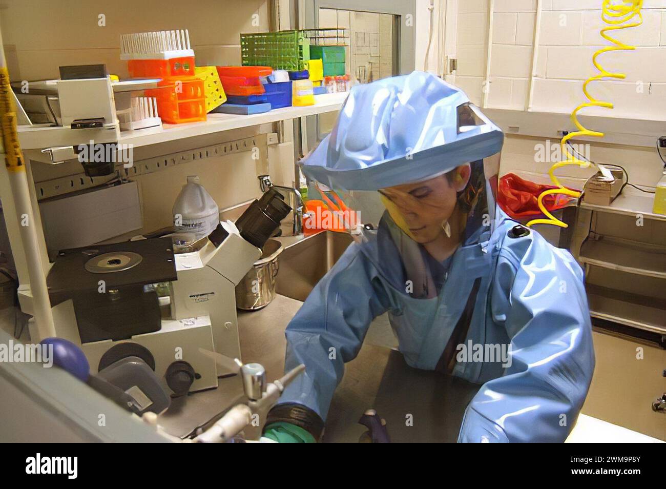 Biosafety level 4 hazmat suit Stock Photo - Alamy