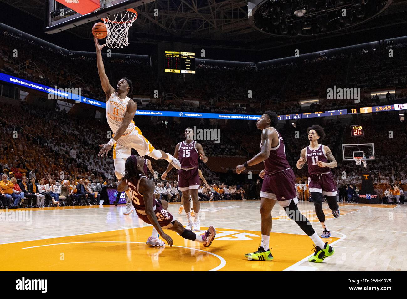 Tennessee forward Tobe Awaka (11) shoots over Texas A&M guard Manny ...