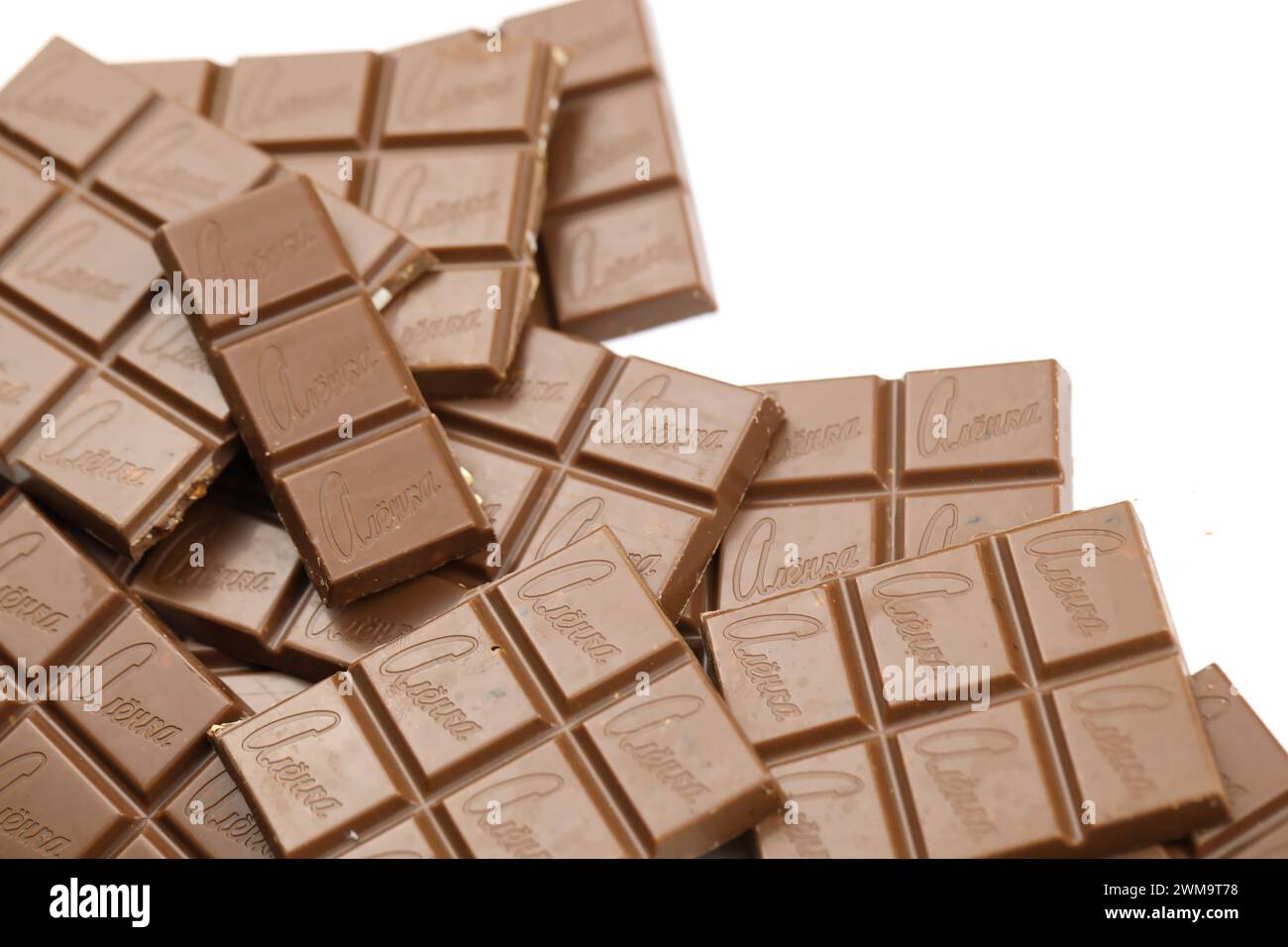 KHARKIV, UKRAINE - JANUARY 27, 2021 Alyonka chocolate square bars ...