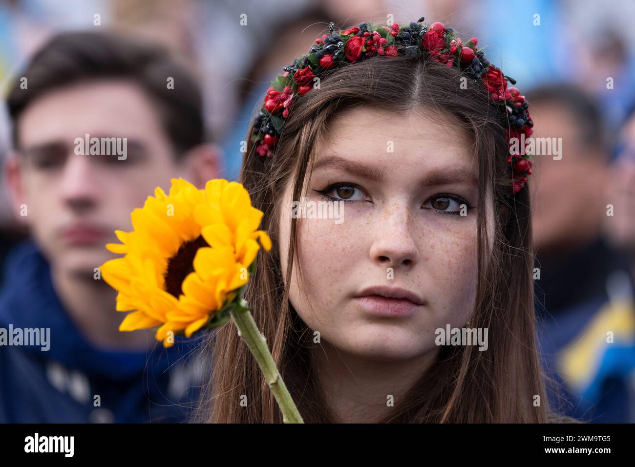 Daria Morris of Kyiv, Ukraine, joins a rally at the National Mall near ...