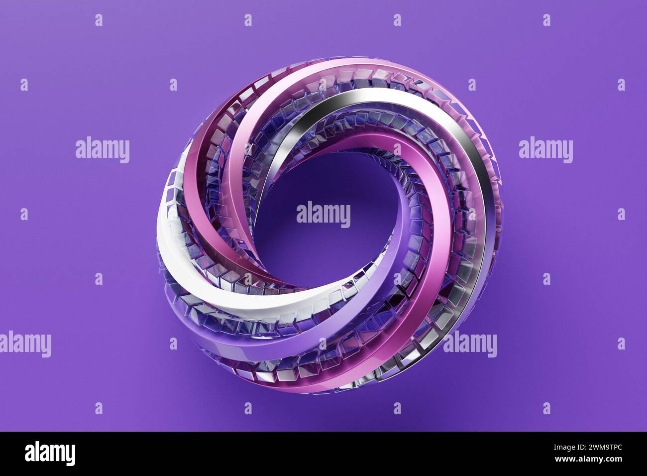 3D illustaration of a colorful crystal torus. Fantastic cell.Simple ...