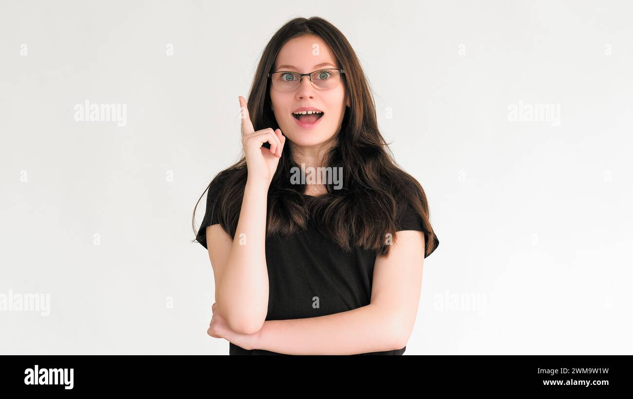 Idea insight eureka solution inspired smart woman Stock Photo - Alamy