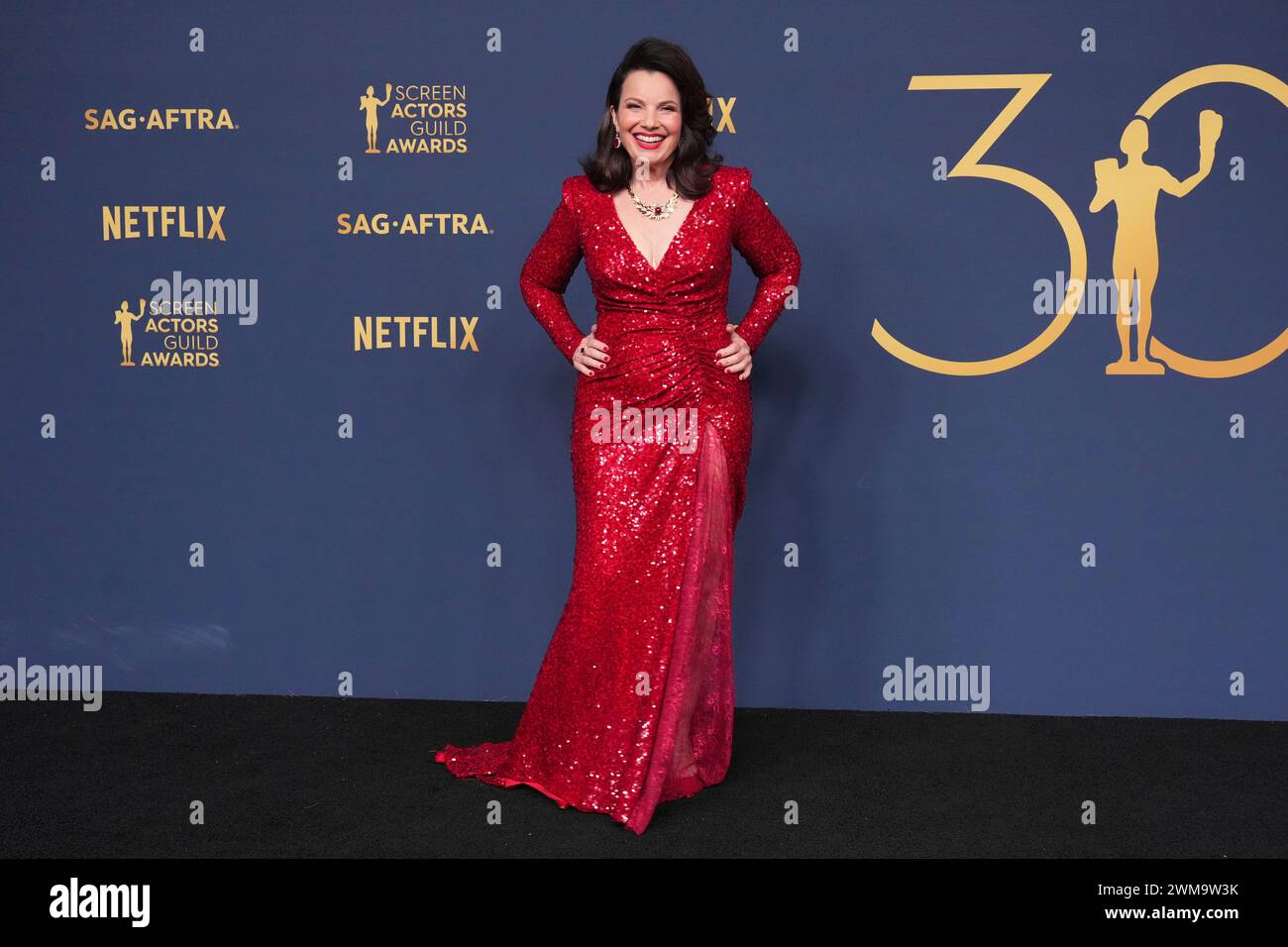 SAG-AFTRA President Fran Drescher poses in the press room during the ...
