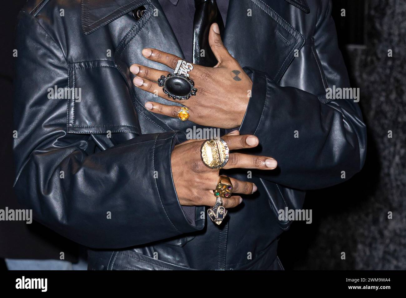 Unknown. 24th Feb, 2024. ASAP Rocky's hands while he is leaving his ...