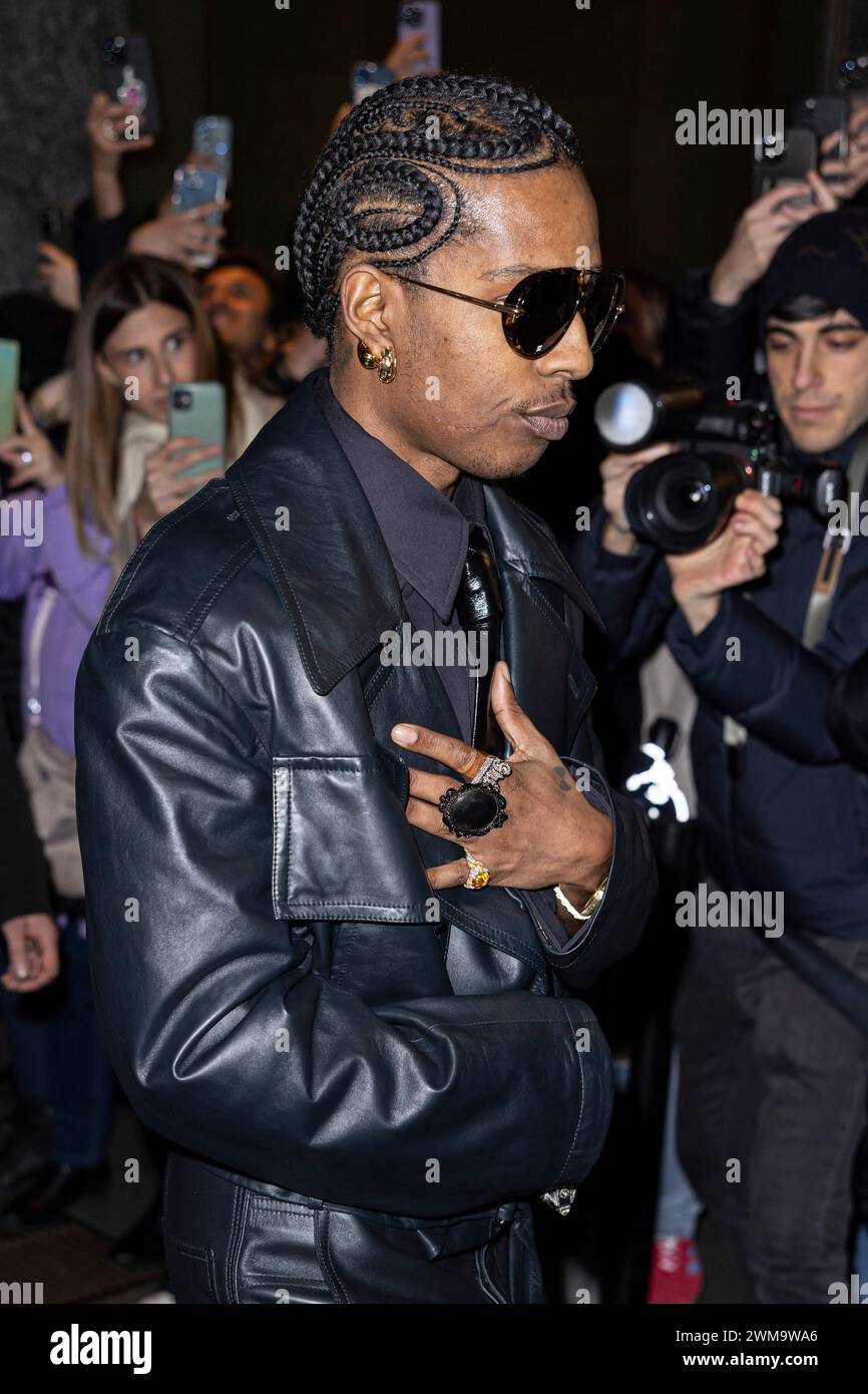 ASAP Rocky leaving his hotel to attend Bottega Veneta Fashion show ...