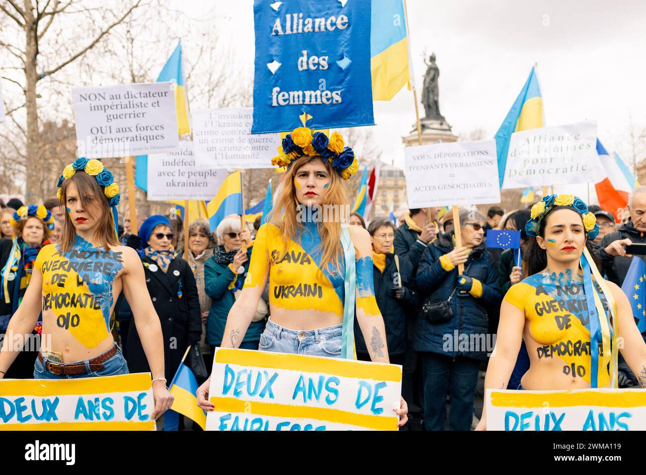 Paris, Paris, France. 24th Feb, 2024. FEMEN movement on the second ...