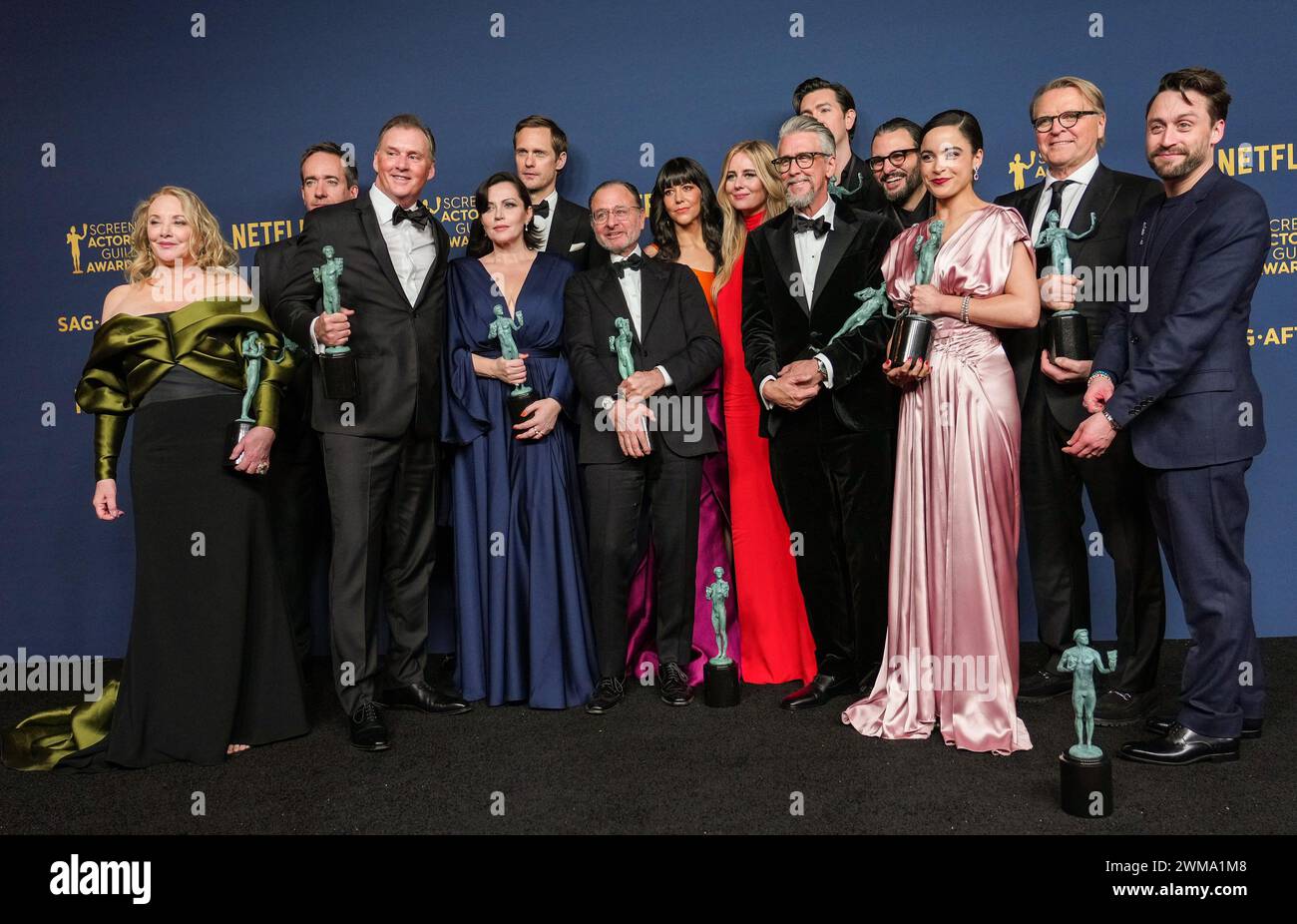 Los Angeles, USA. 24th Feb, 2024. The cast of Succession poses with ...