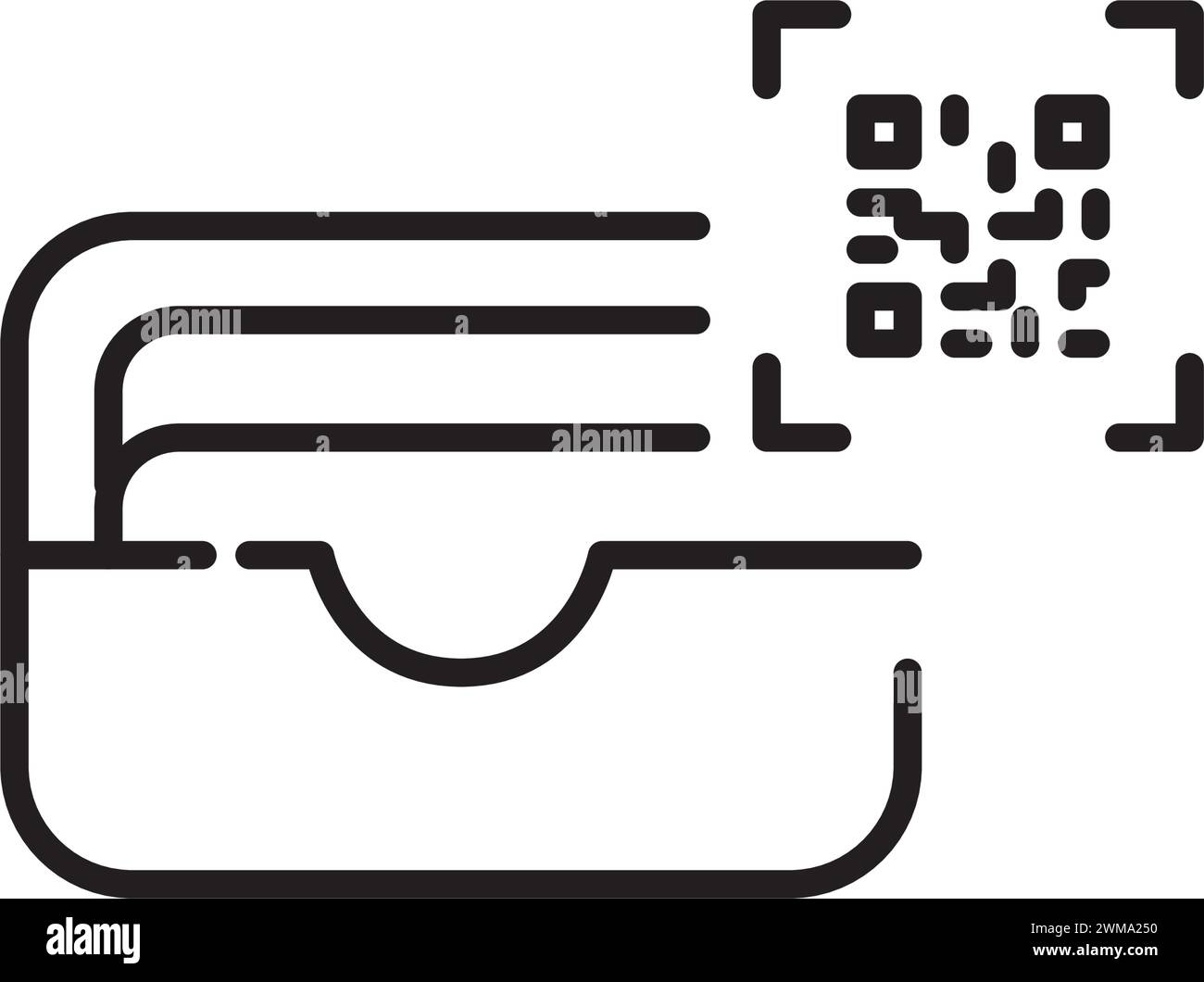 Card wallet and qr code. Electronic payment system. Pixel perfect, editable stroke icon Stock ...