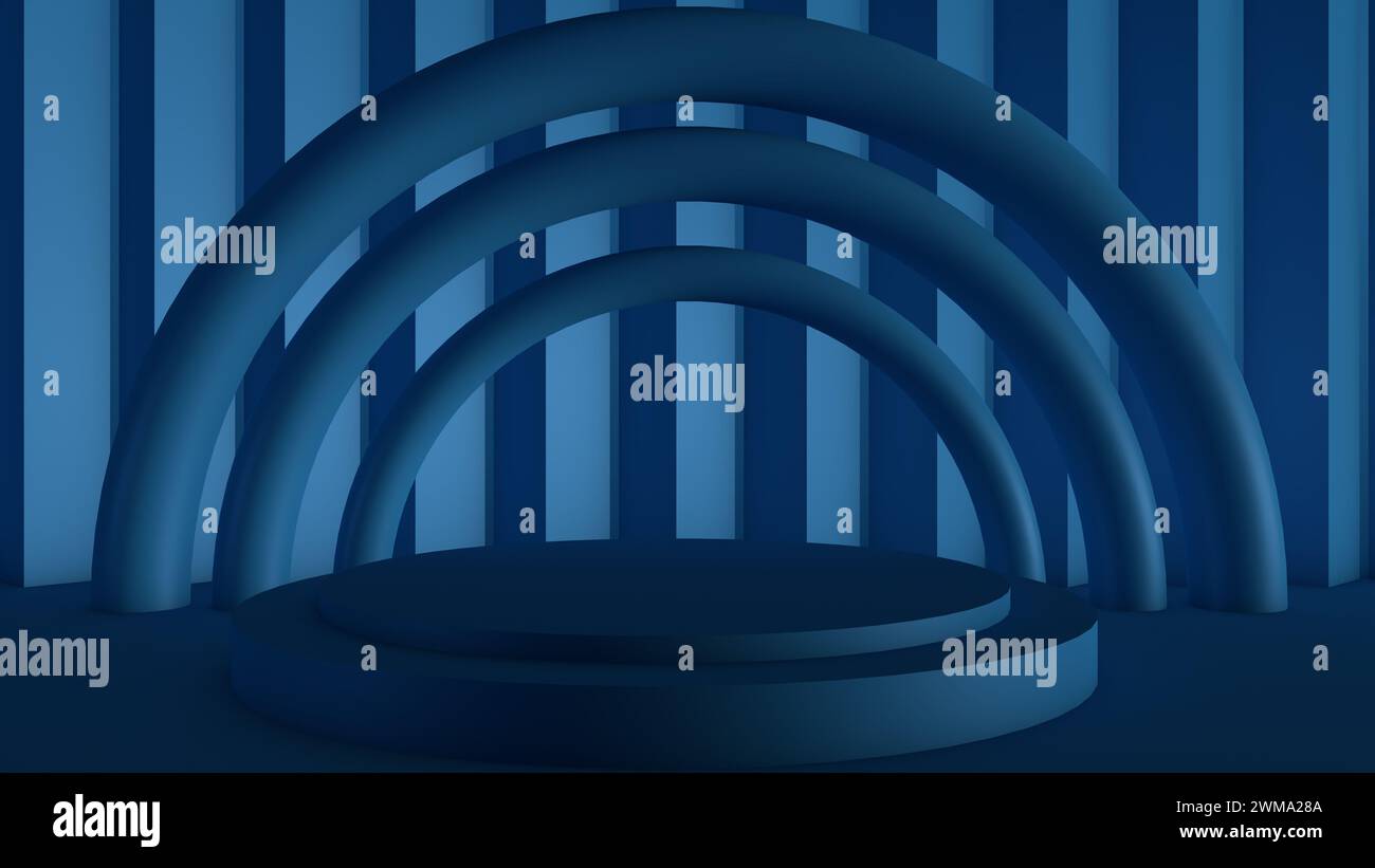 An abstract, arch-shaped stage with rings and strips Stock Photo - Alamy