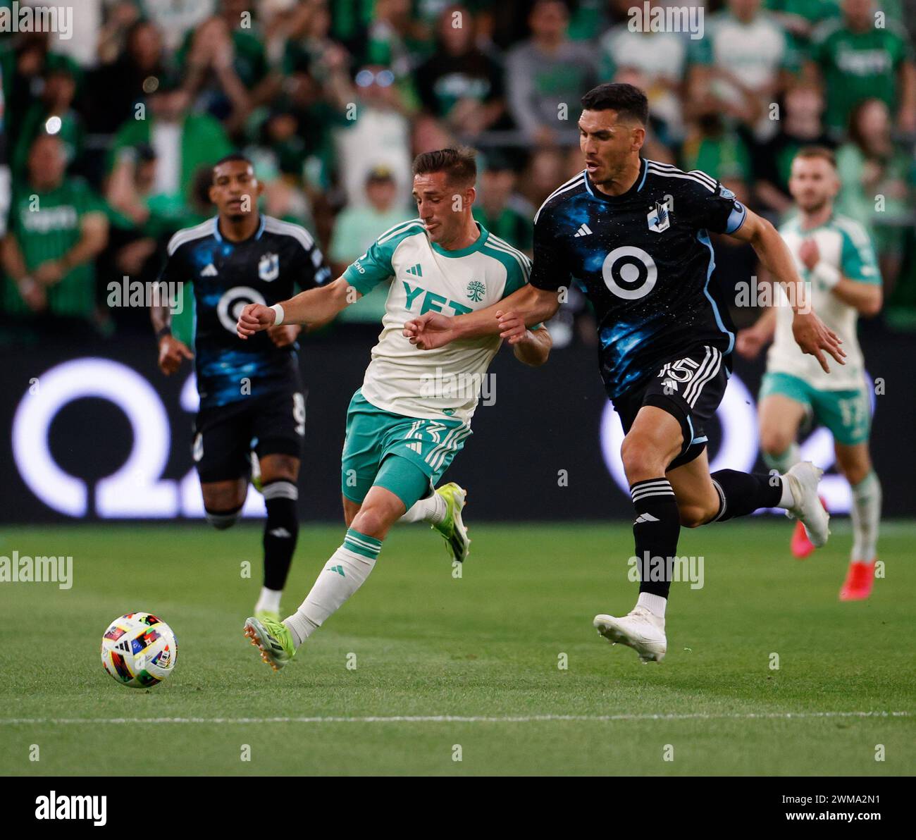 February 24, 2024: Austin FC winger ETHAN FINLAY (13) moves the ball ...