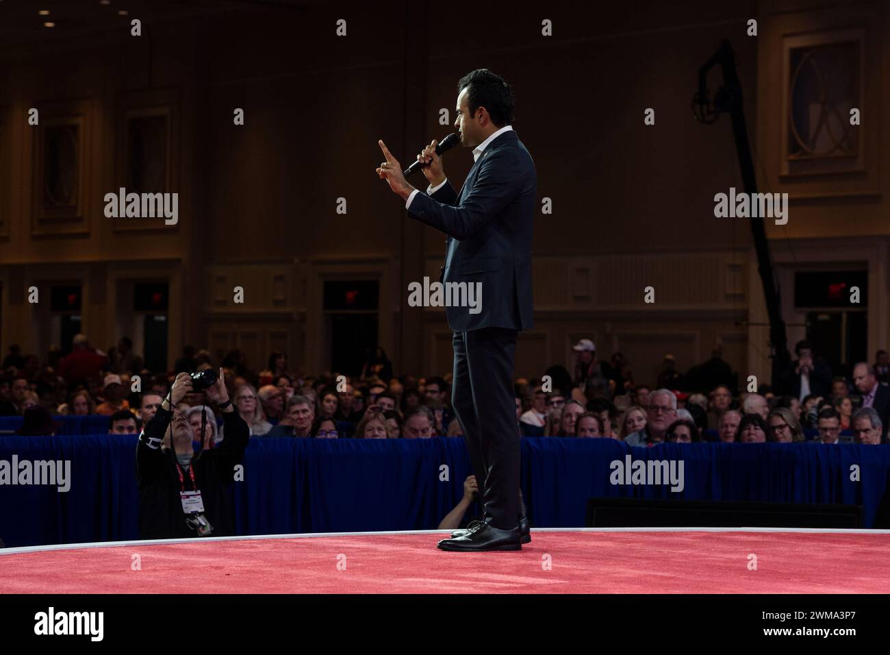 Vivek Ramaswamy speaks during CPAC Conference 2024 at Gaylord National ...