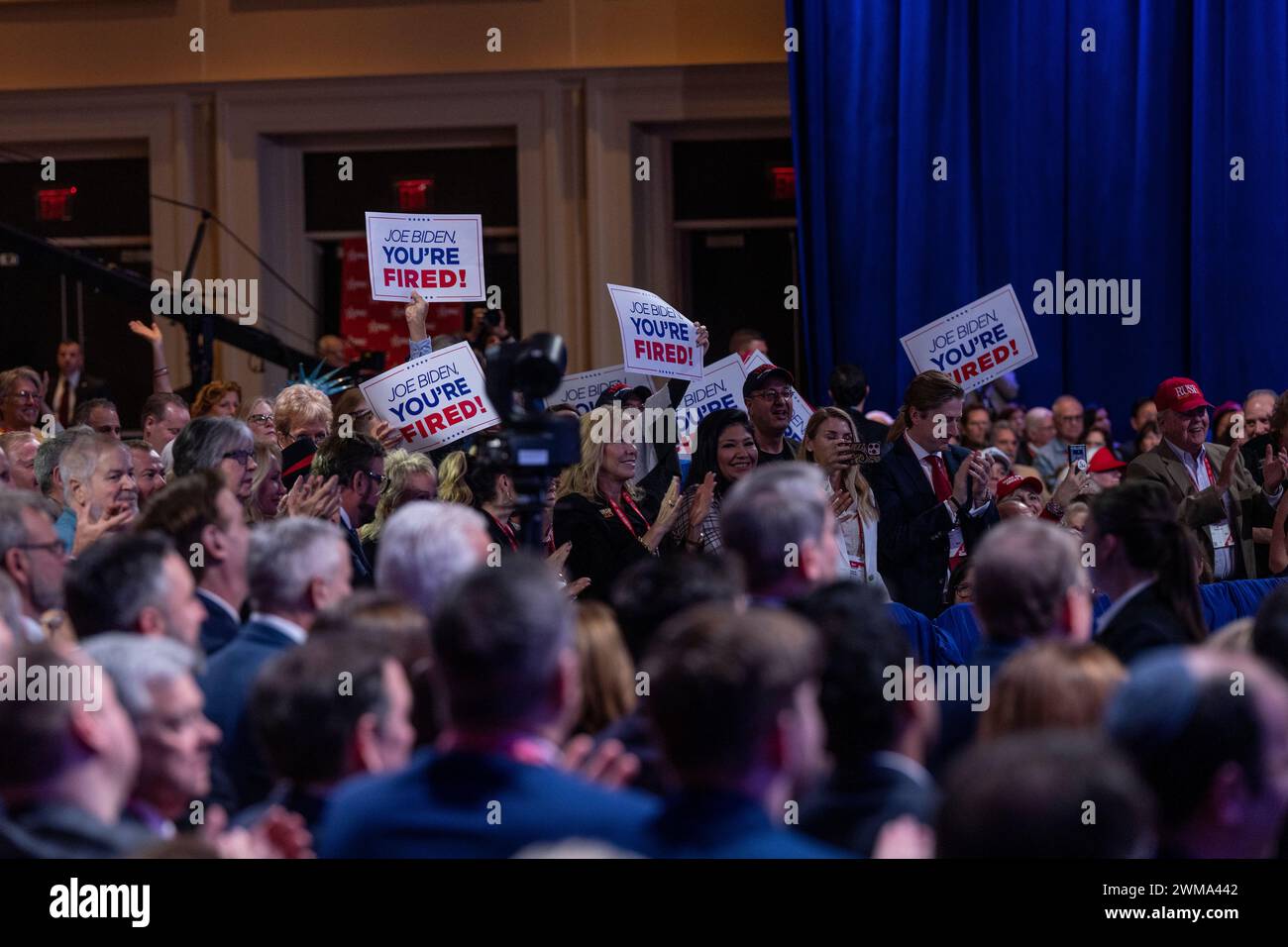 Croud listens as Former President Donald J. Trump speaks during CPAC ...