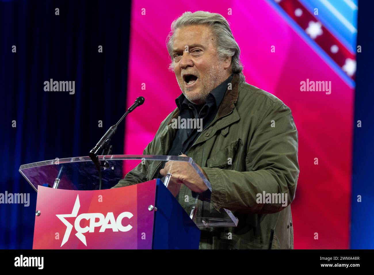 Steve Bannon speaks during CPAC Conference 2024 at Gaylord National ...