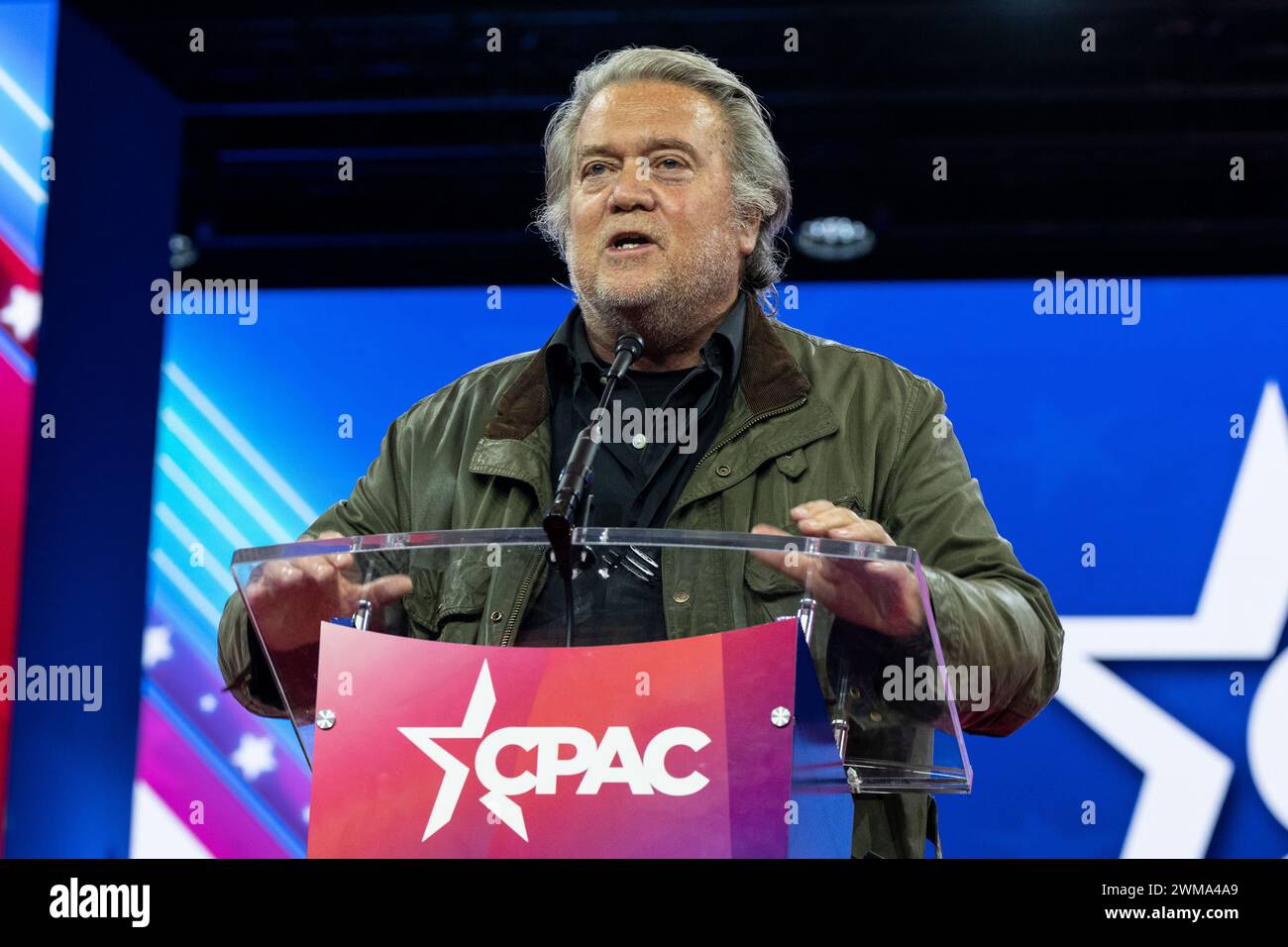 Steve Bannon speaks during CPAC Conference 2024 at Gaylord National ...