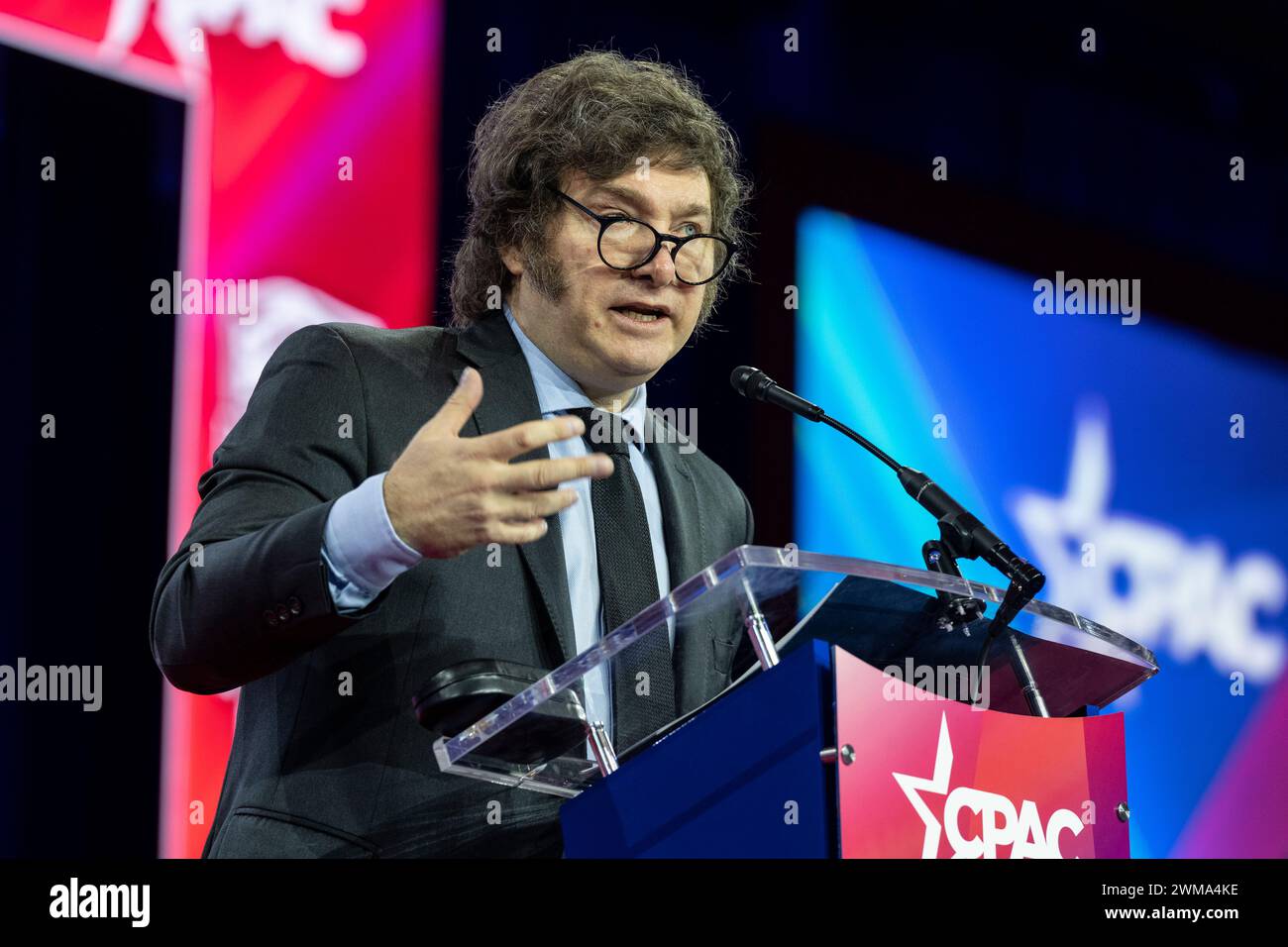 President of Argentina Javier Milei speaks during CPAC Conference 2024 ...