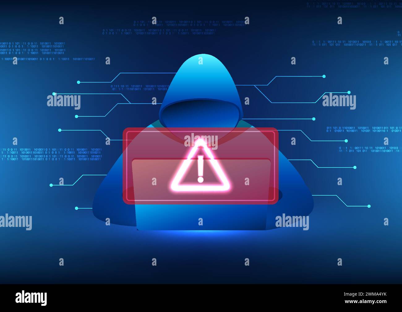 Technology Background Hackers Who Are Stealing Data Through Computers Along With An Alert On