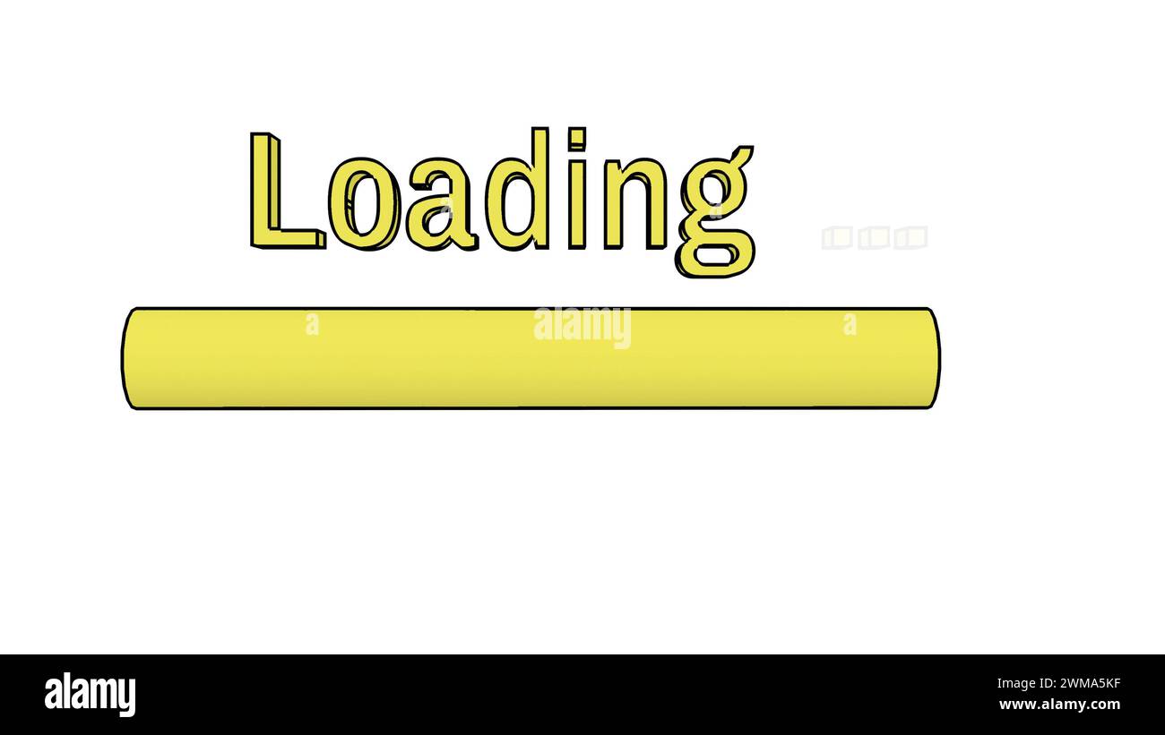 Yellow loading cartoon style on white back 3d render Stock Photo - Alamy