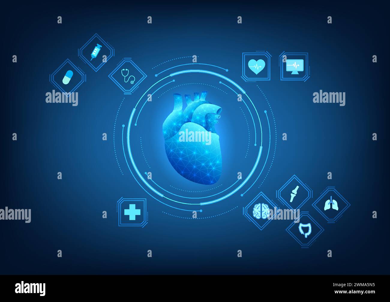 Medical technology background of scanned heart function with detailed ...