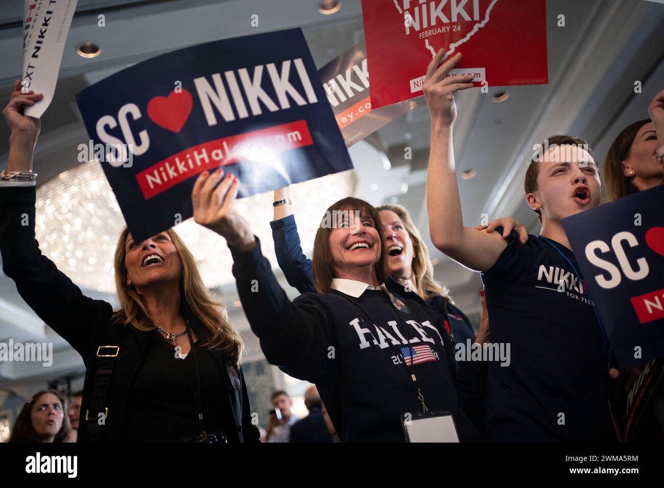 Charleston, United States. 24th Feb, 2024. People celebrate as updated ...