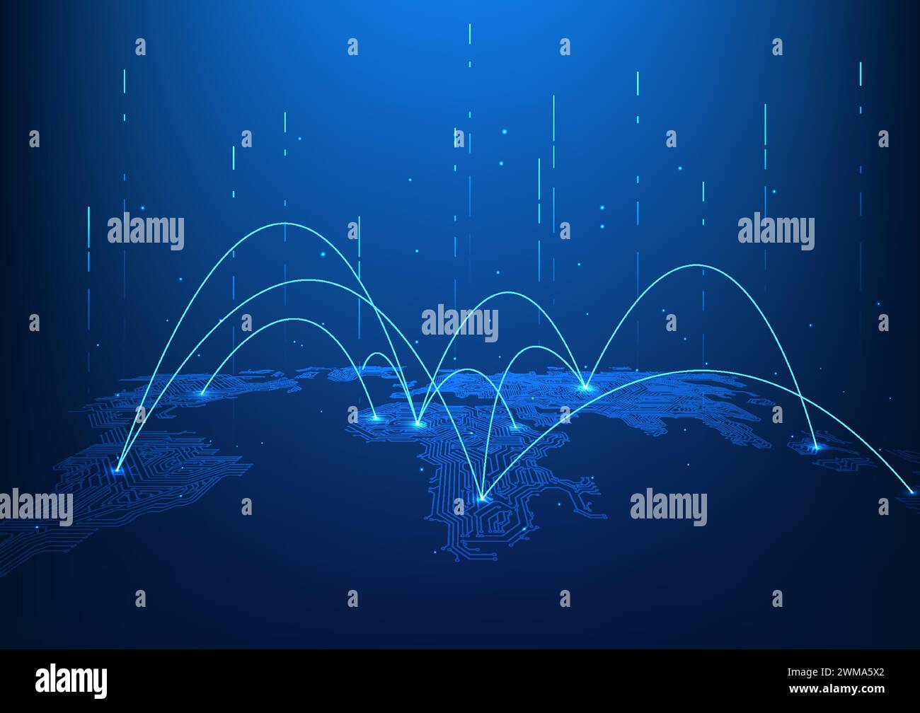World map technology background High-speed internet network connection ...