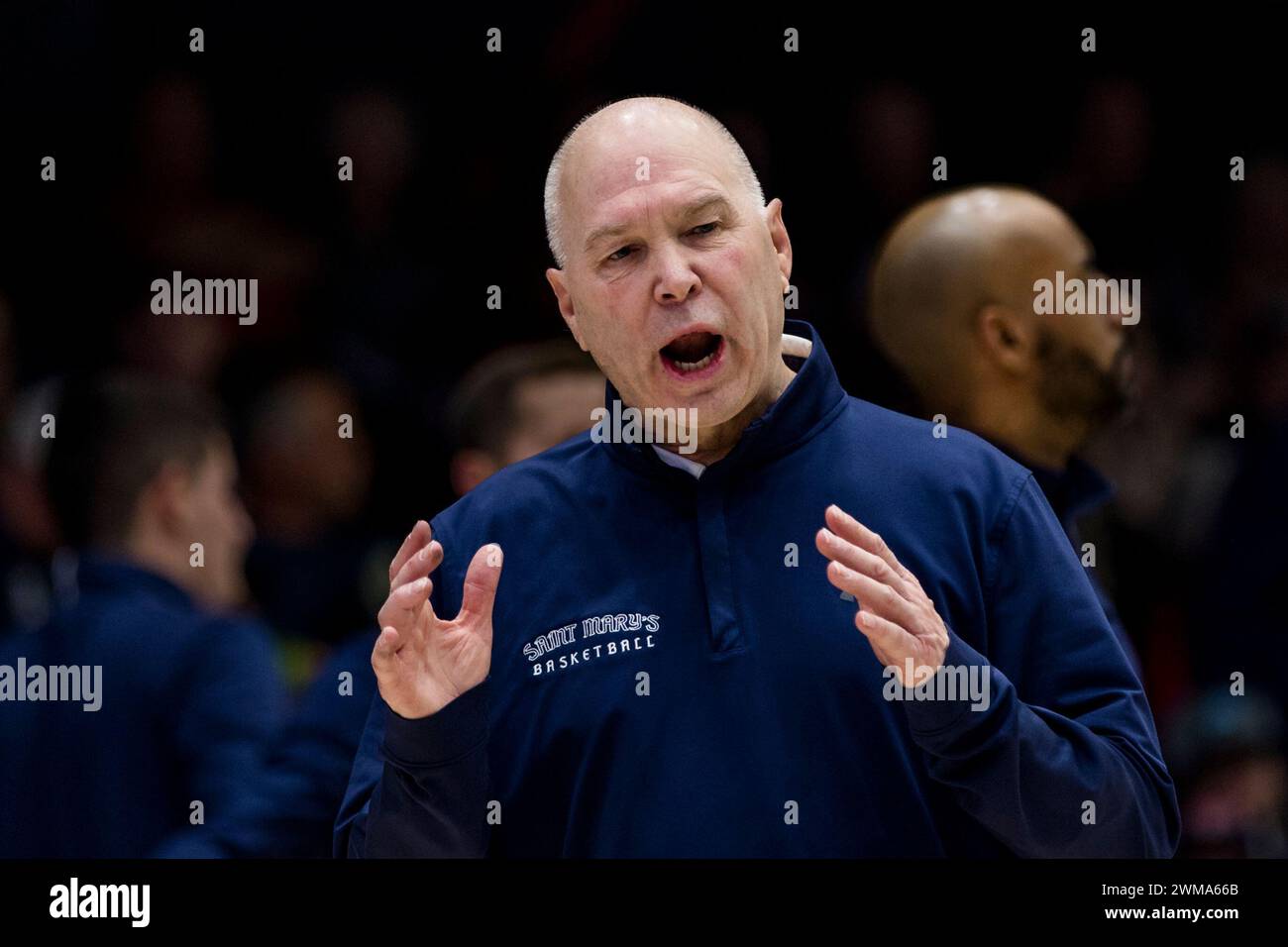 Saint Mary's head coach Randy Bennett watches during the second half of ...