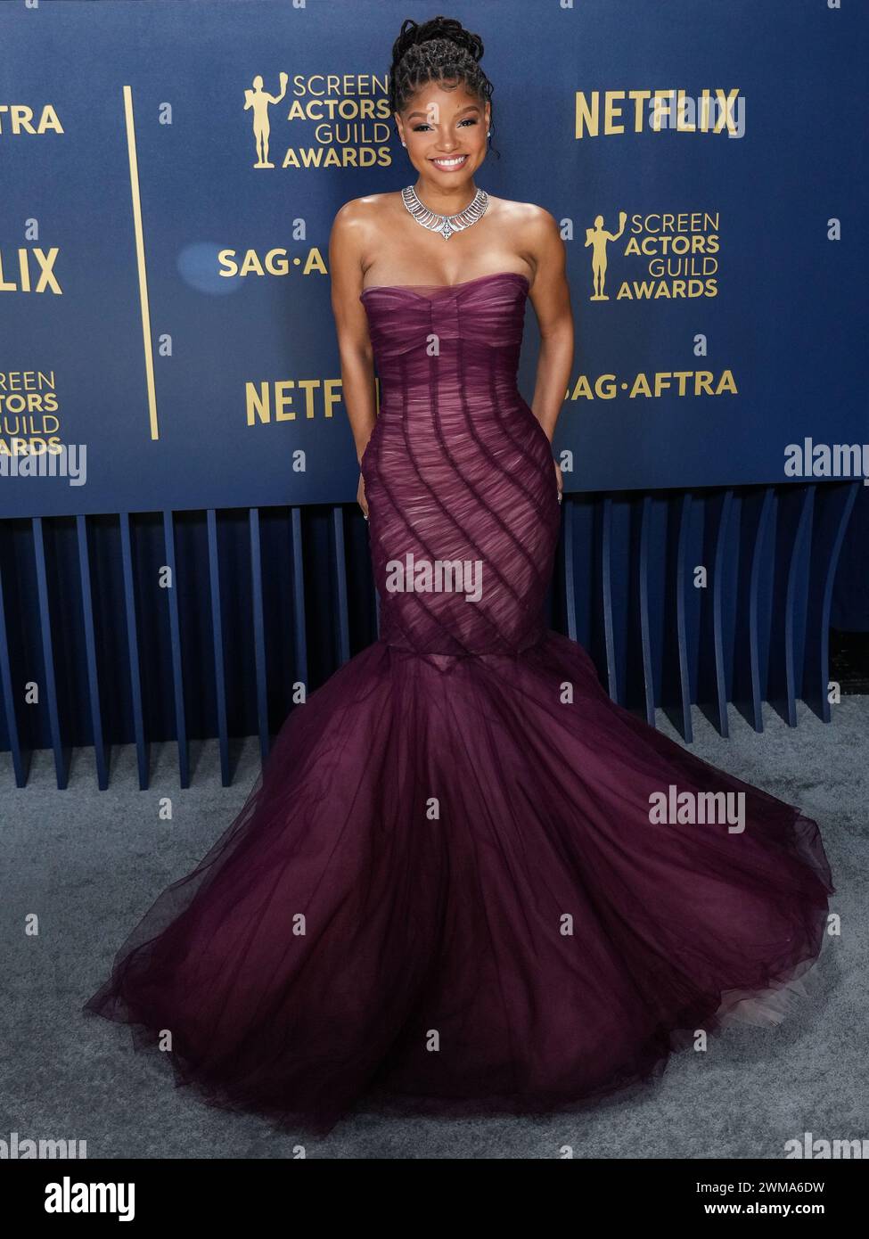 Los Angeles, USA. 24th Feb, 2024. Halle Bailey walking on the red ...