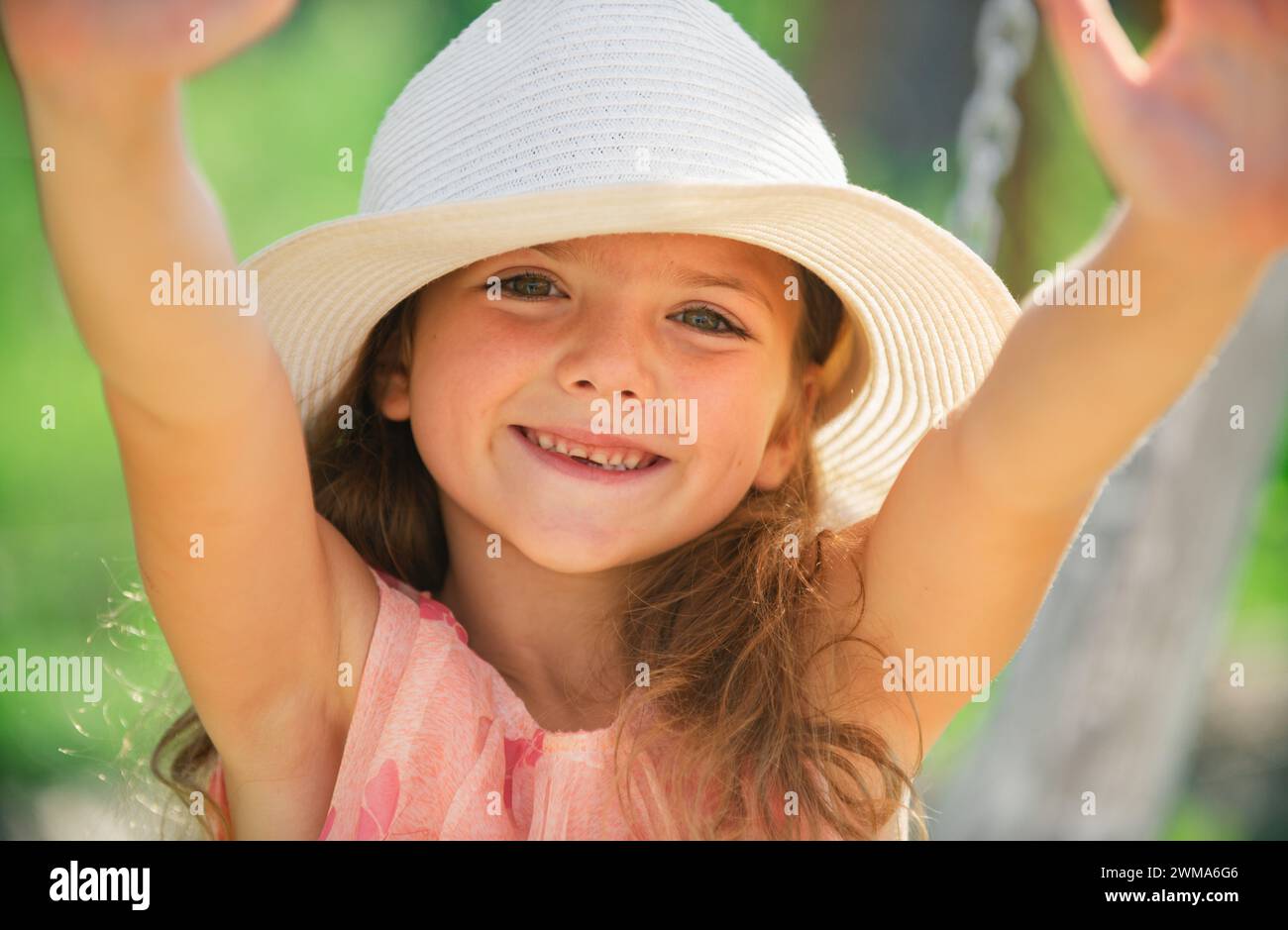 Smiling and laughing kids face closeup. Spring kids girl outdoor, child ...