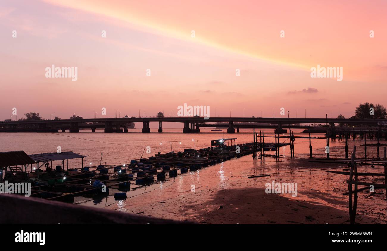 Amazing colorful sky above Sarasin bridge. beautiful sky during sunset ...