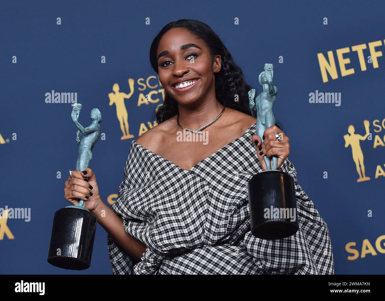 Los Angeles, USA. 24th Feb, 2024. Ayo Edebiri in the press room at the ...